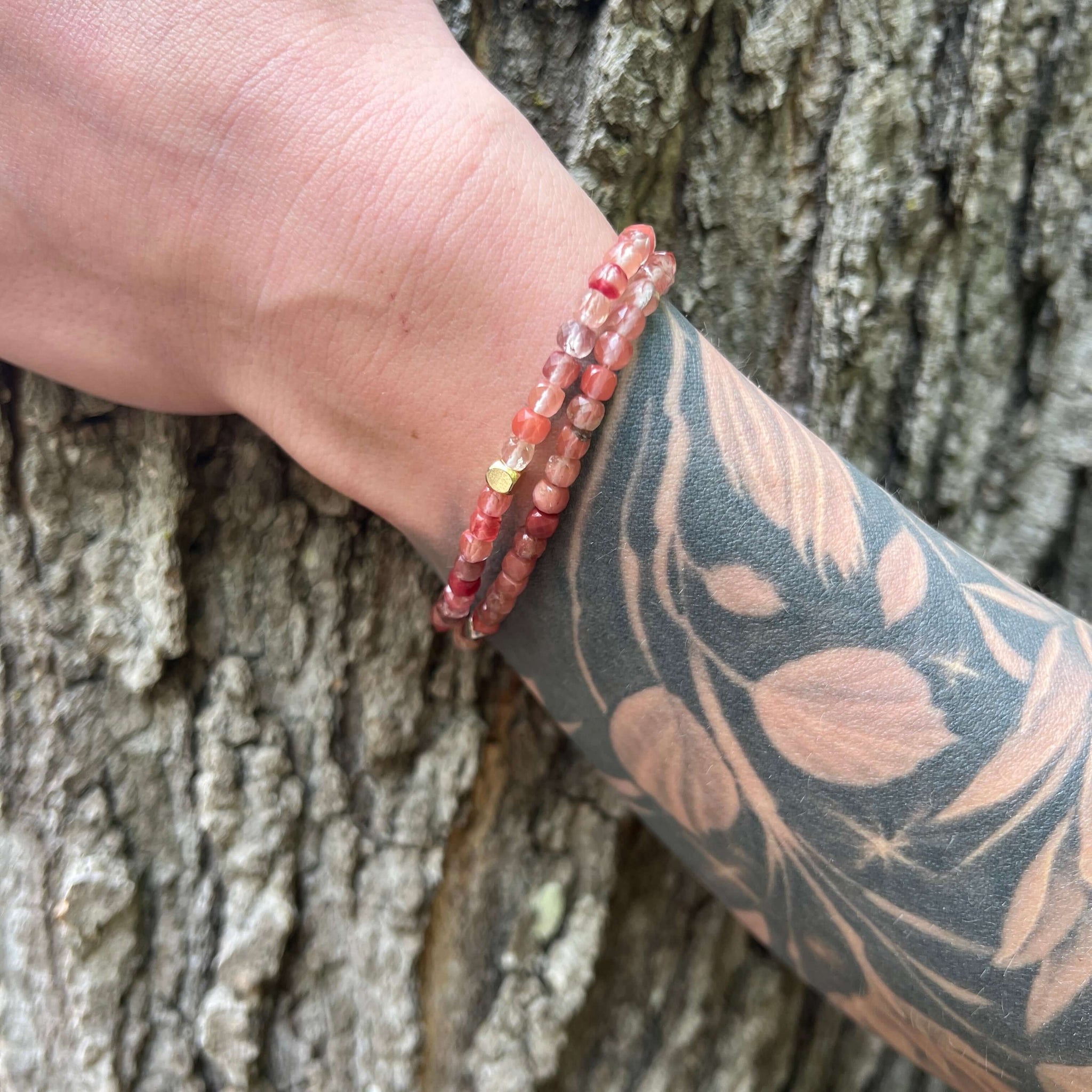 Red Lazasine Cube Bracelet | Red Labradorite Jewelry